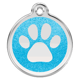 Medium Glitter Aqua Blue Dog Tag | Bone, Heart or Paw | D for Dog