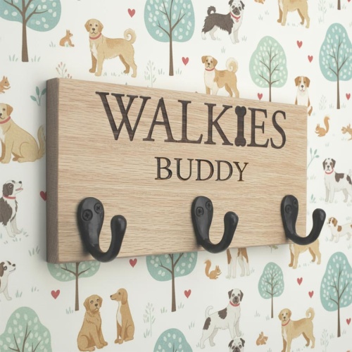 Personalised Walkies Dog Lead Holder | Premium Wood | UK Made