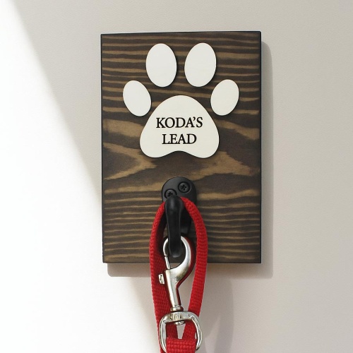Paw Print Dog Lead Hook | Personalised Name | UK Made