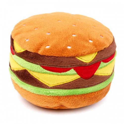 Plush Hamburger Dog Toy | Squeaky Fast Food Toy