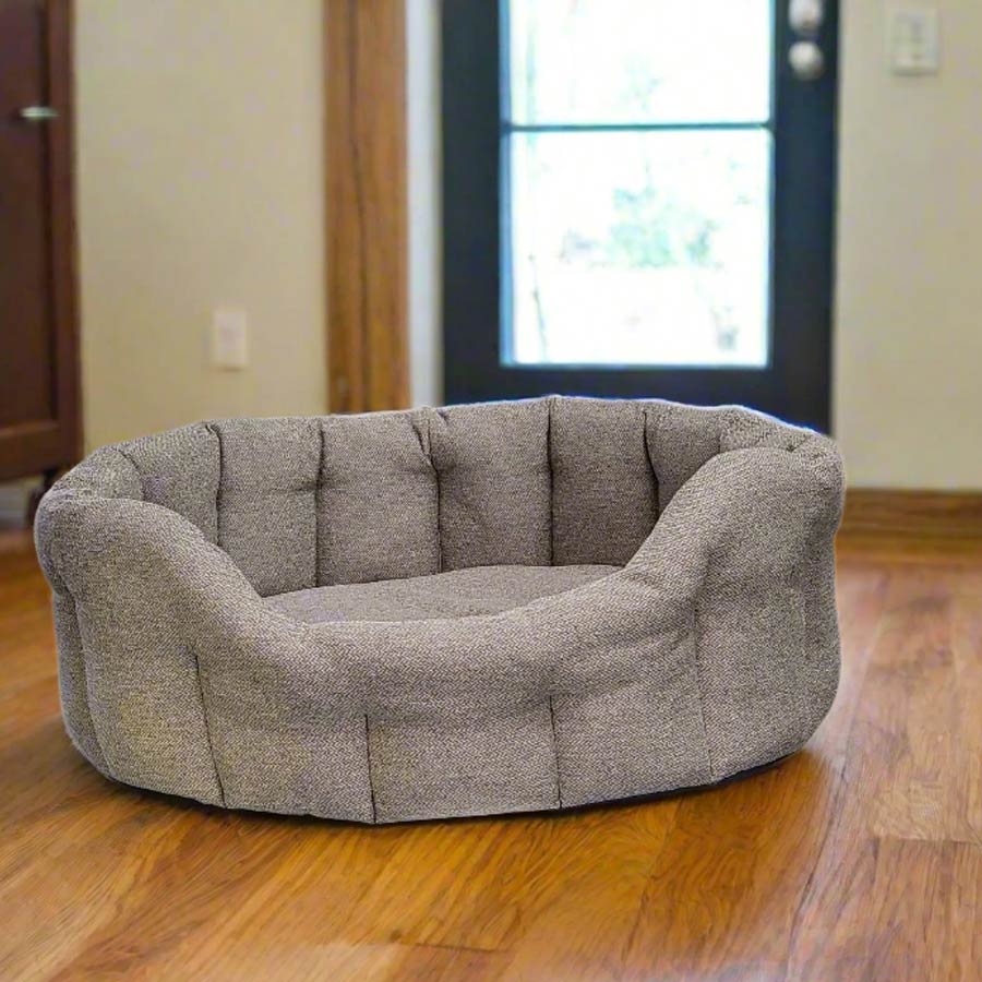 P&L Premium Brown Tweed Oval Dog Bed | UK Made