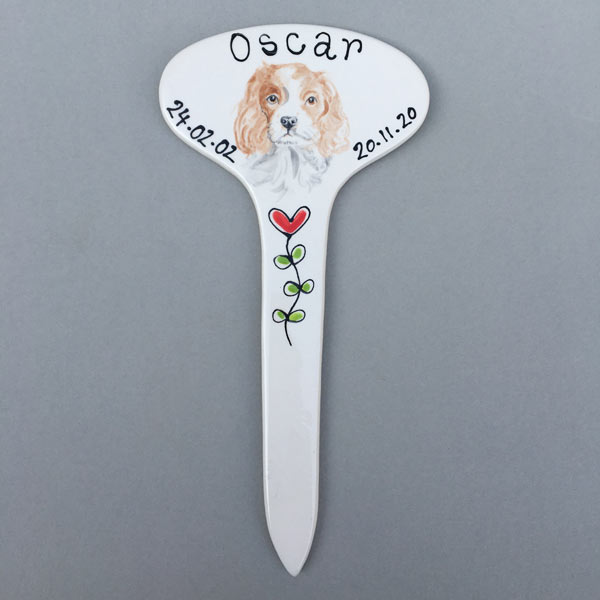 Ceramic Portrait Dog Grave Marker | UK Hand Painted