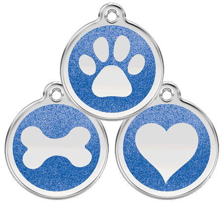 Large Glitter Dark Blue Dog Tag | Bone, Heart or Paw