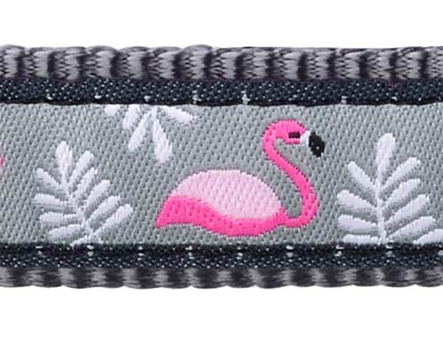 Pink Flamingo Dog Collar in Cool Grey by Red Dingo