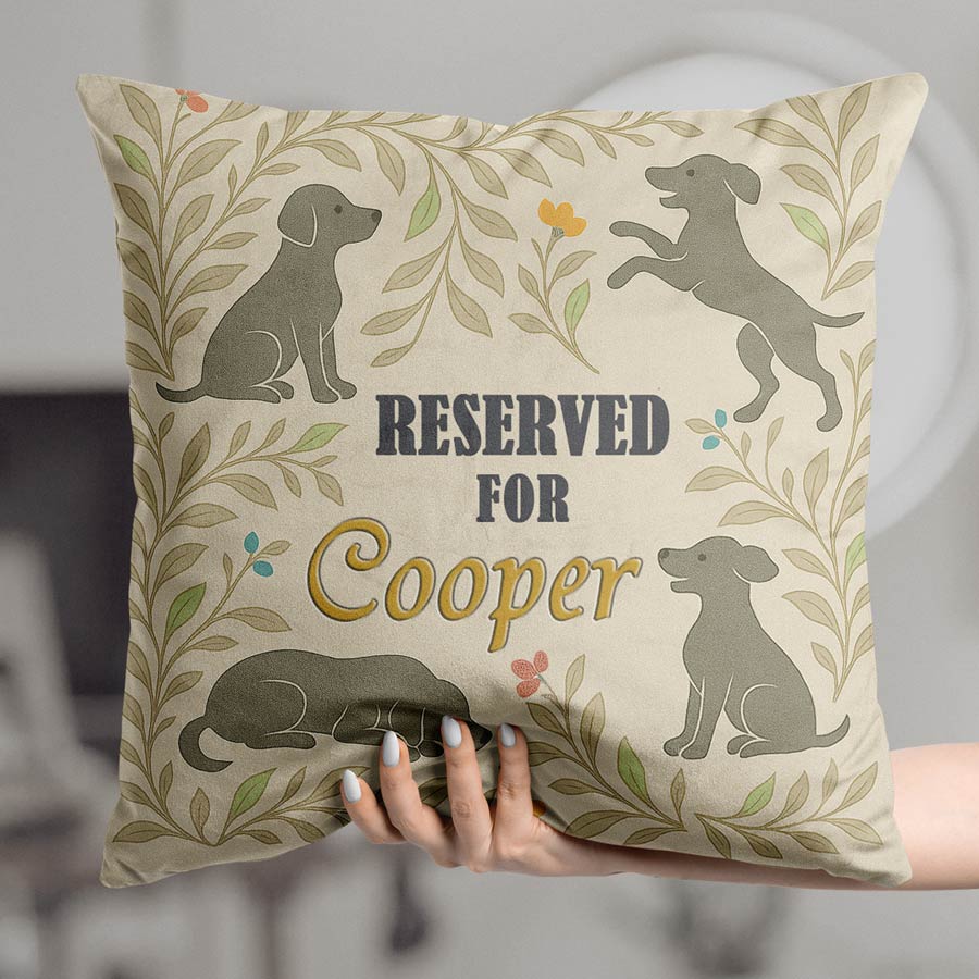 Personalised Sofa Cushion - Reserved For The Dog | UK