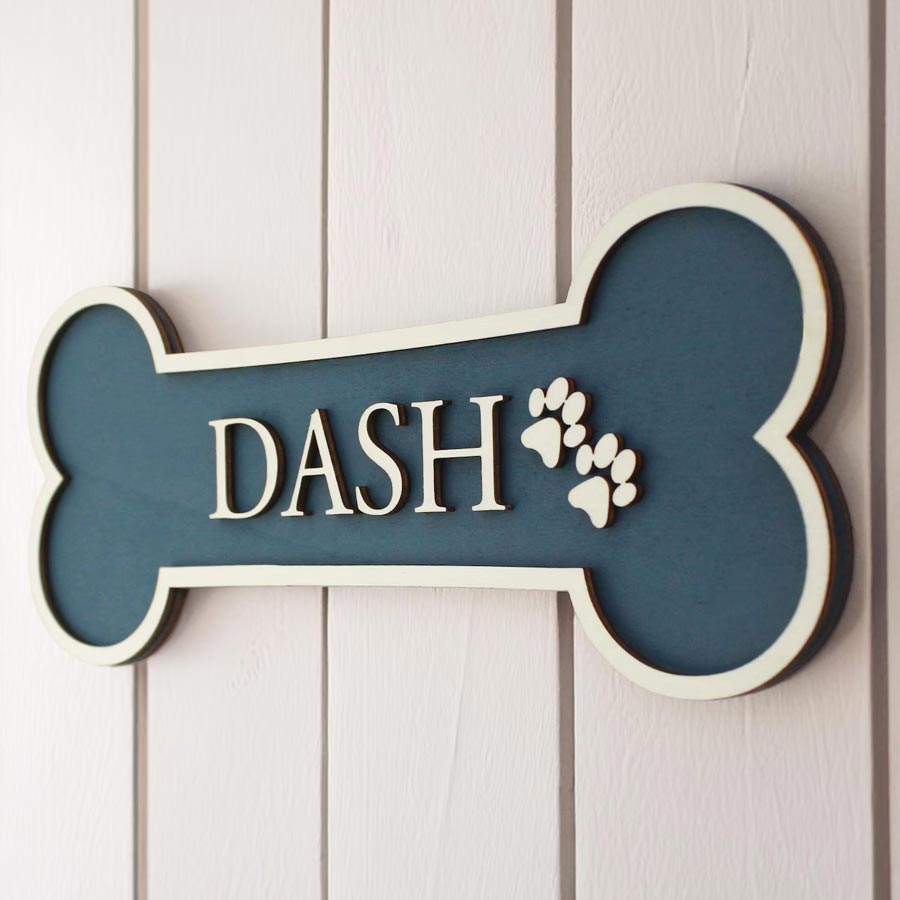Personalised Pet Name Wall Sign | UK Wooden Bone Sign