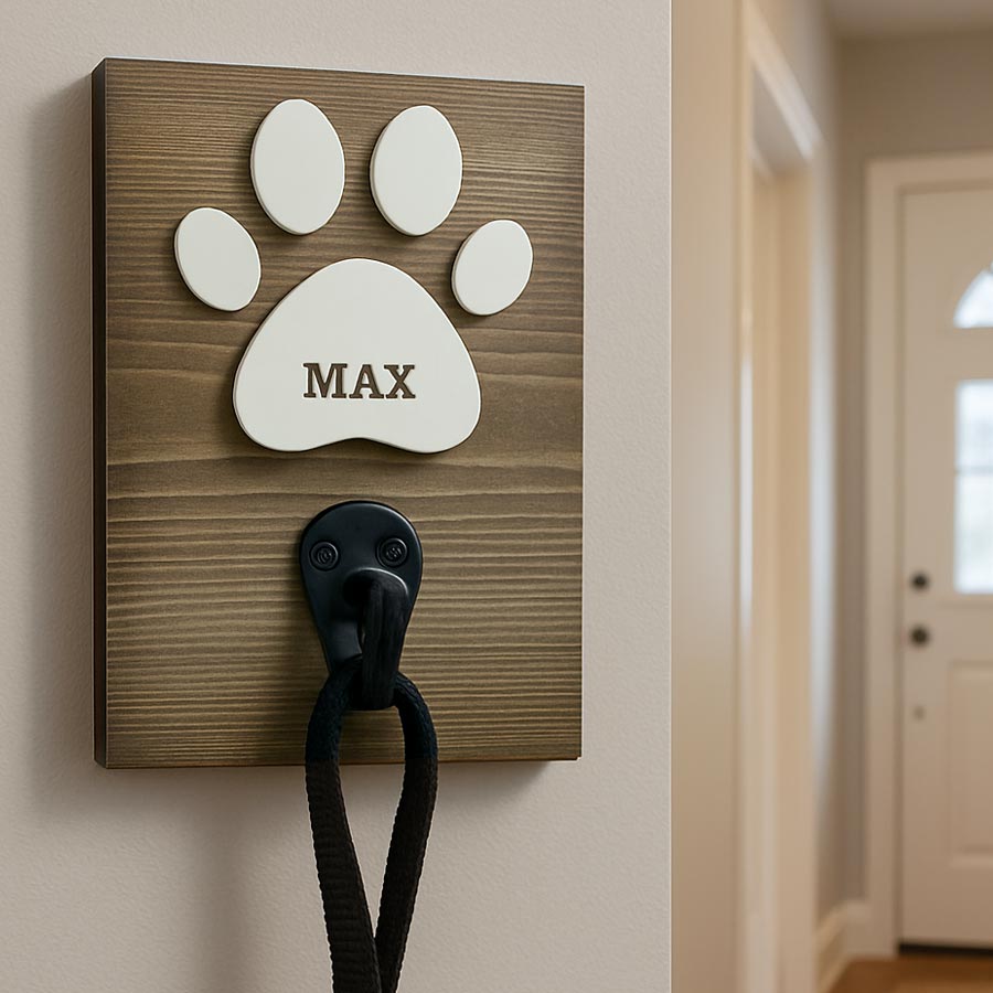 Paw Print Dog Lead Hook | Personalised Name | UK Made