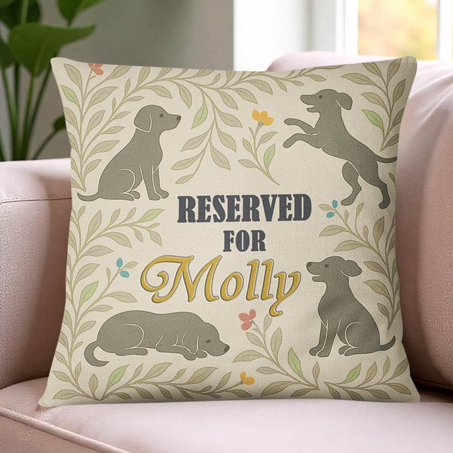 Personalised Sofa Cushion - Reserved For The Dog | UK