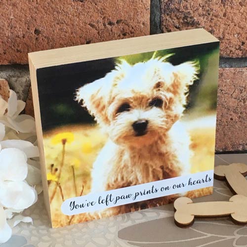Wooden Dog Photo Block with Personalised Text
