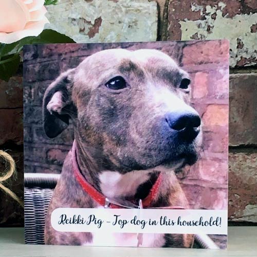 Wooden Dog Photo Block with Personalised Text