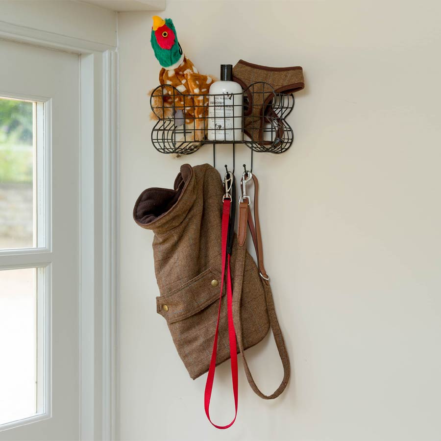 Wire Bone Storage Shelf & Dog Lead Hooks