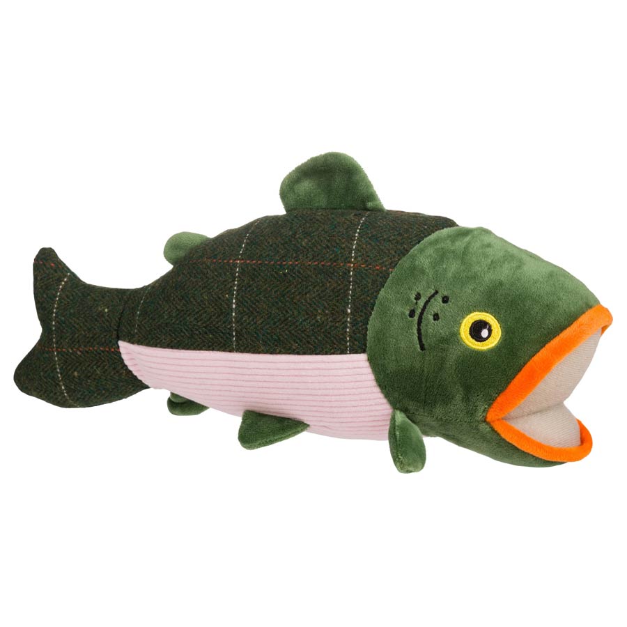 Plush Tweed Salmon Fish Dog Toy | Squeak & Crinkle