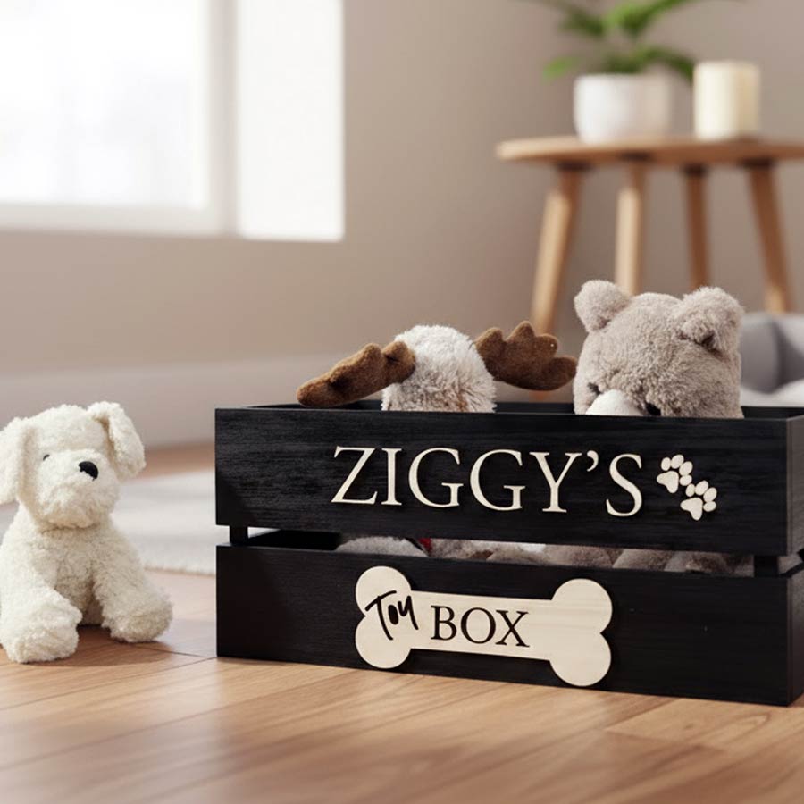 Personalised Wooden Dog Toy Box | Storage Crate | UK Made