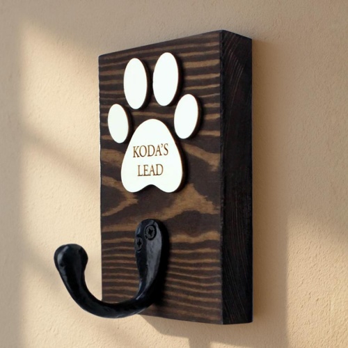 Paw Print Dog Lead Hook | Personalised Name | UK Made