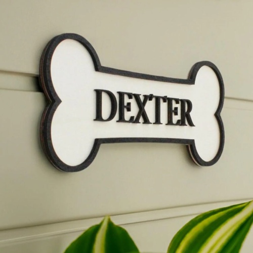 Personalised Pet Name Wall Sign | UK Wooden Bone Sign