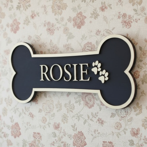 Personalised Pet Name Wall Sign | UK Wooden Bone Sign