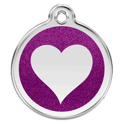 Small Glitter Purple Dog Tag | Bone, Heart or Paw | D for Dog