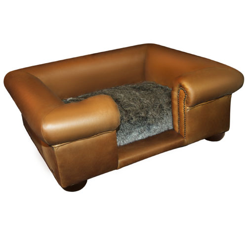 Balmoral Natural Tan Real Italian Leather Dog Bed | D for Dog