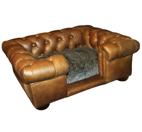 Balmoral Natural Tan Real Italian Leather Dog Bed | D for Dog