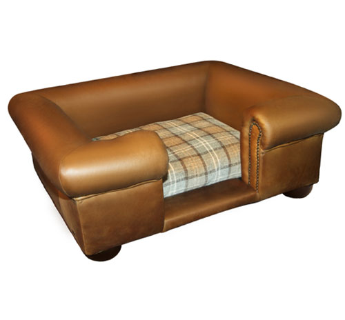 Balmoral Natural Tan Real Italian Leather Dog Bed | D for Dog