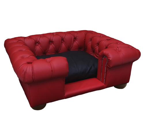 Balmoral Red Real Leather Dog Bed | UK | D for Dog