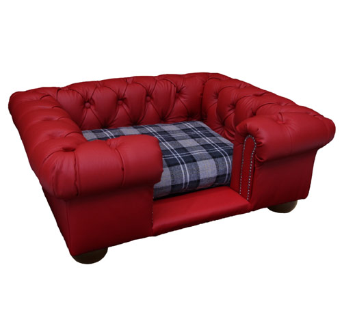 Balmoral Red Real Leather Dog Bed | UK | D for Dog