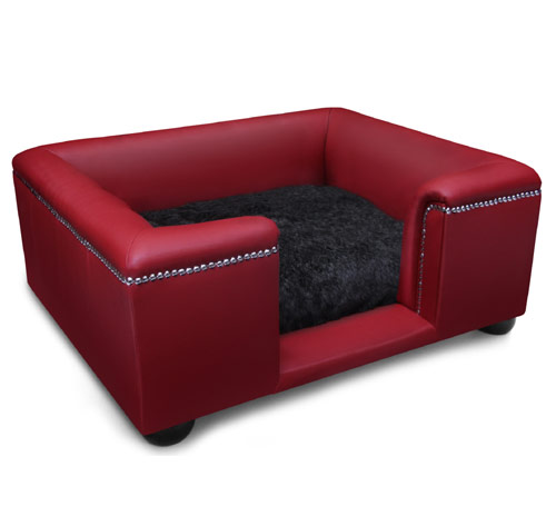 Luxury Sandringham Red Real Leather Dog Bed | UK | D for Dog