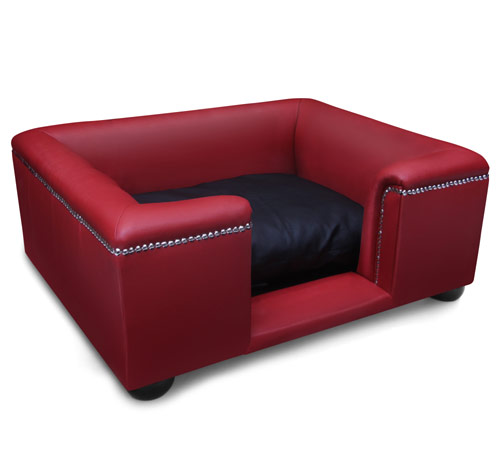 Luxury Sandringham Red Real Leather Dog Bed | UK | D for Dog
