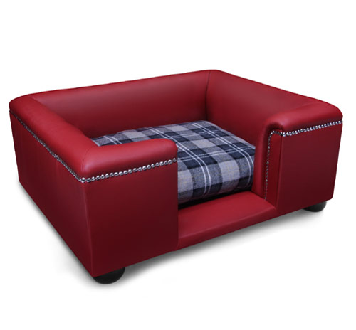 Luxury Sandringham Red Real Leather Dog Bed | UK | D for Dog