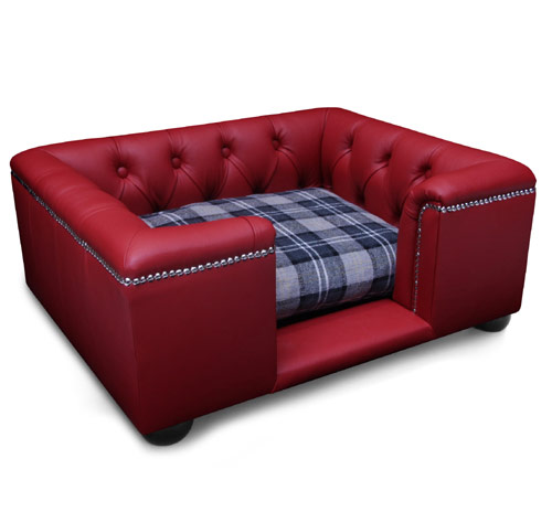 Luxury Sandringham Red Real Leather Dog Bed | UK | D for Dog