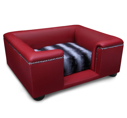 Luxury Sandringham Red Real Leather Dog Bed | UK | D for Dog