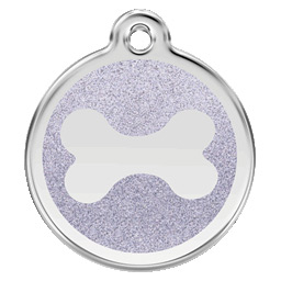 Medium Silver Glitter Dog Tag | Bone, Heart or Paw | D for Dog