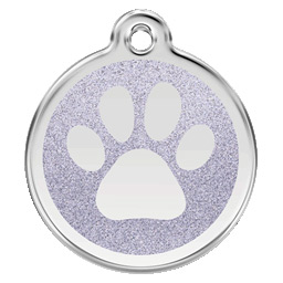 Medium Silver Glitter Dog Tag | Bone, Heart or Paw | D for Dog
