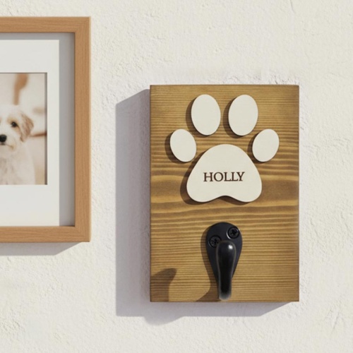 Paw Print Dog Lead Hook | Personalised Name | UK Made