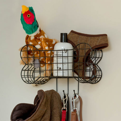 Wire Bone Storage Shelf & Dog Lead Hooks